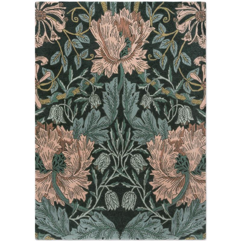 Honeysuckle & Tulip Rug in Teal by Morris & Co