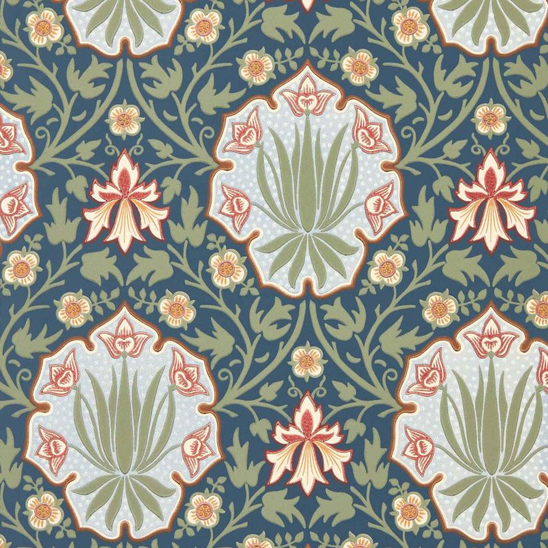 Iris & Rose Wallpaper in Indigo/Thyme by Morris & Co