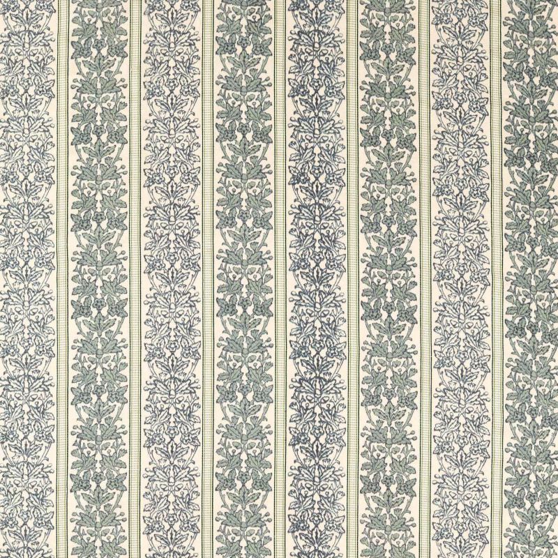 Oak & Blossom Weave Fabric in Green/Indigo by Morris & Co