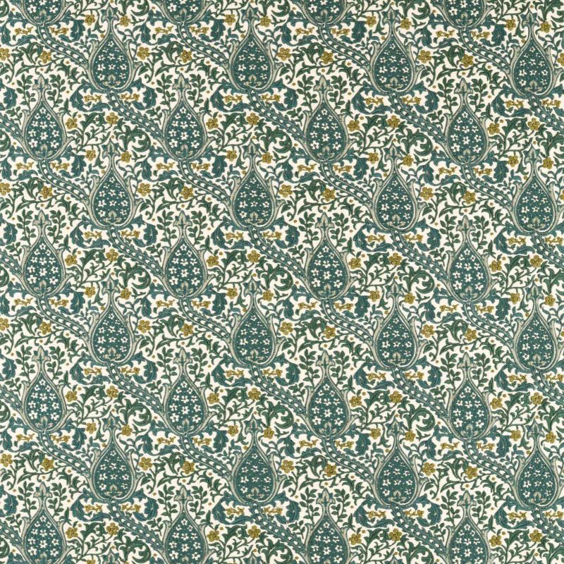 Persian Tulip Embroidery Fabric in Evergreen by Morris & Co
