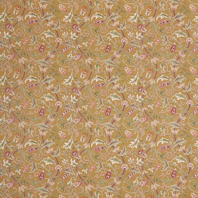 Scrolling Tulip Fabric in Gold by Morris & Co