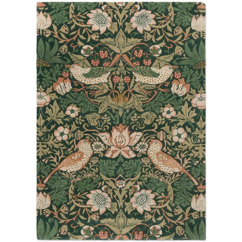 Strawberry Thief Rug in Forest by Morris & Co
