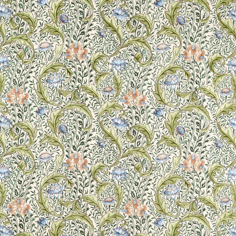 Wild Tulip & Vine Embroidery Fabric in Nettle/Woad by Morris & Co